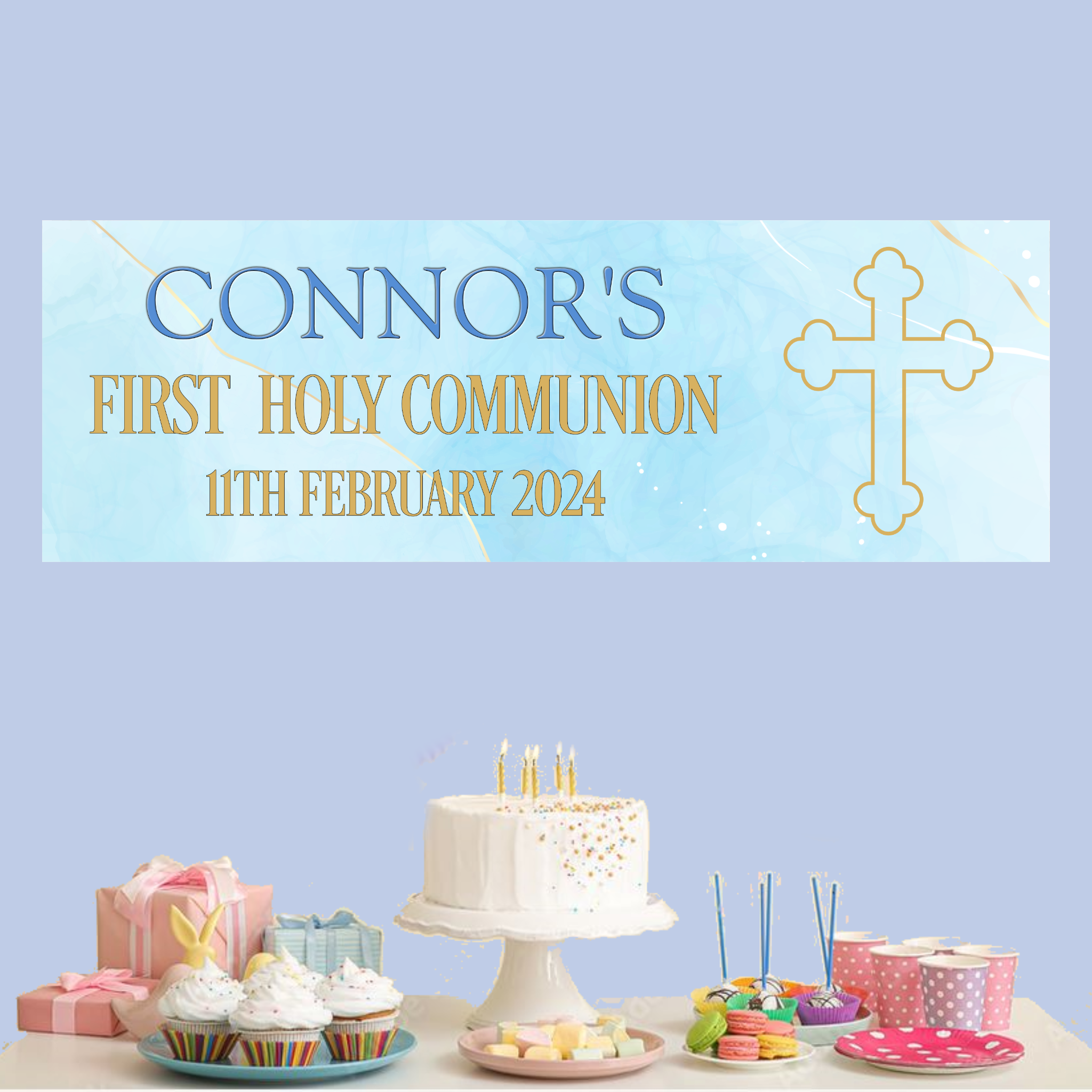 Personalised First Holy Communion Party Banner – Blossom Lane Cards & Gifts